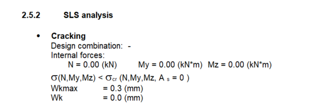 SLS cracking check shows zero results while concrete column provided ...
