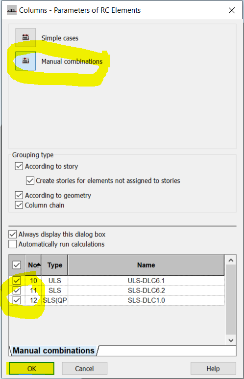 SLS cracking check shows zero results while concrete column provided reinforcement verification ...