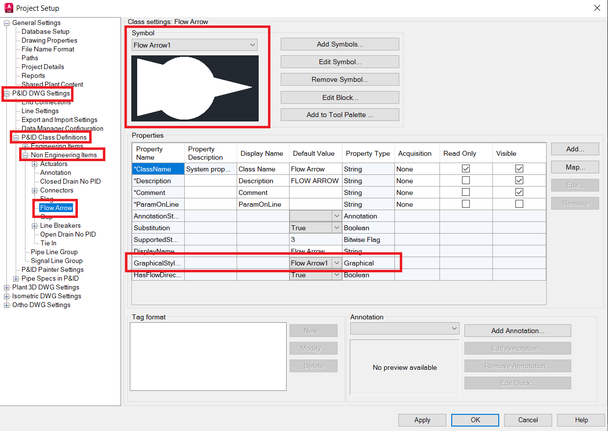 How to add a PID custom flow arrow symbol as a substitute to flow arrow in AutoCAD Plant 3D