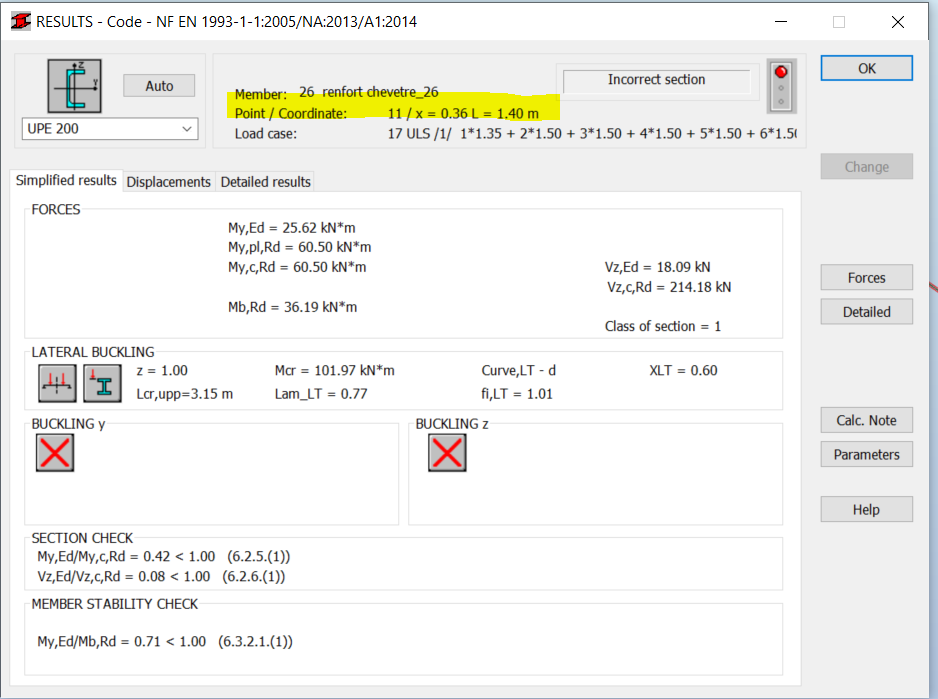 How to check number of points verified for member while steel code check in Robot Structural ...