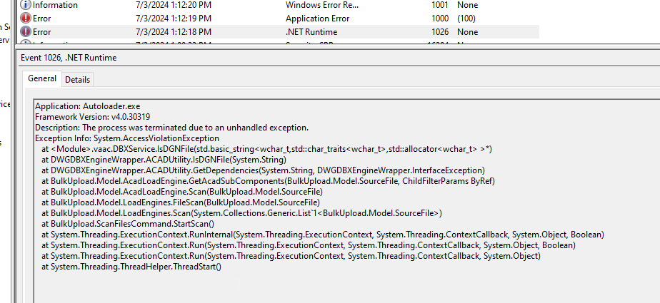 Autoloader Closes While Scanning Specific Data Sets With Autocad Or Inventor Dwg Files Using 8971