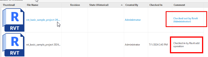 No Comment line appears while checking in Revit file to Vault