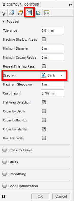 How to change the order or direction of 3D contour toolpath in Fusion.