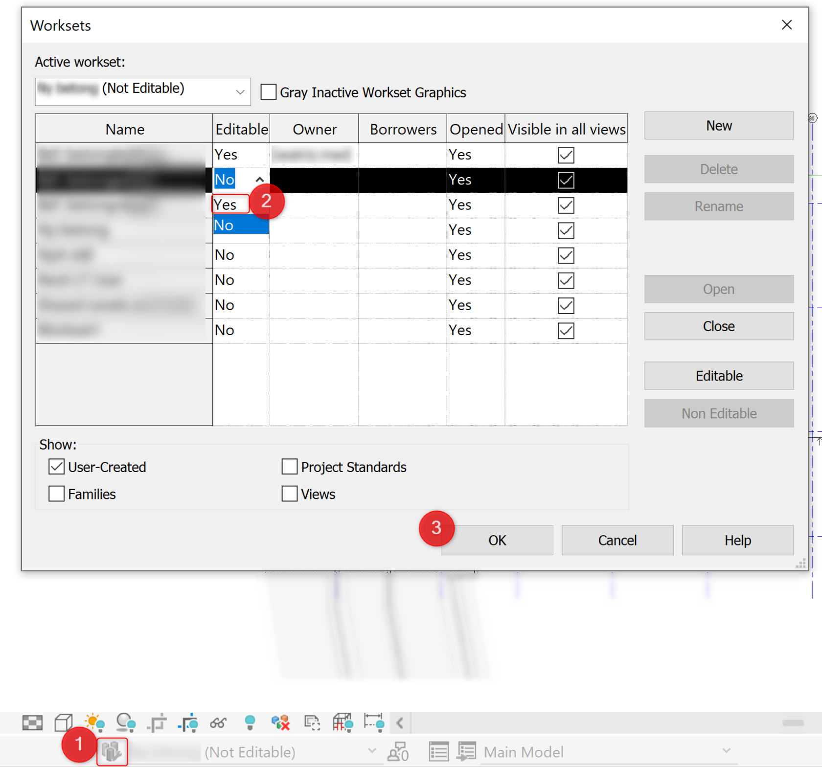 Worksets are blocked after opening a workshared model in Revit LT