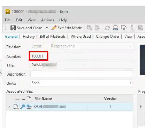 Assigning Vault Item for Inventor assembly does not respect Number property setting with a ...
