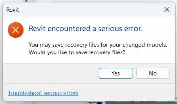 "Revit encountered a serious error." and crash with CER while working on model in Revit