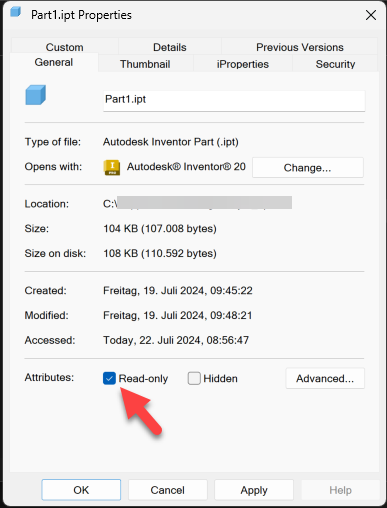 Xyz File Is Write Protected When Using Inventor Task Scheduler To 3603