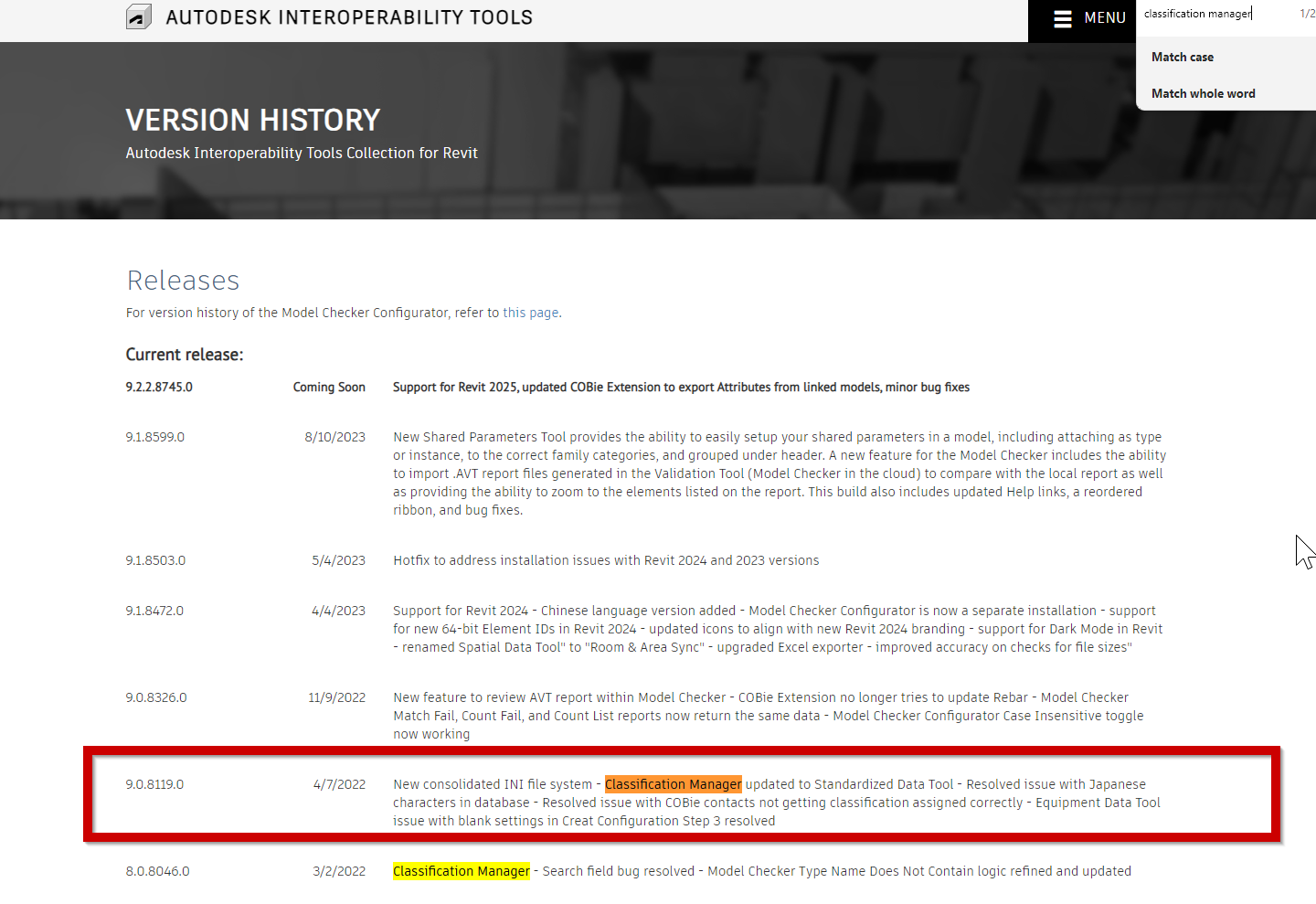 Missing Classification Manager in BIM Interoperability Tools of Revit
