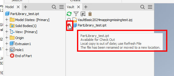 Inventor library files remains out of date and show red dots Vault status icons when using ...