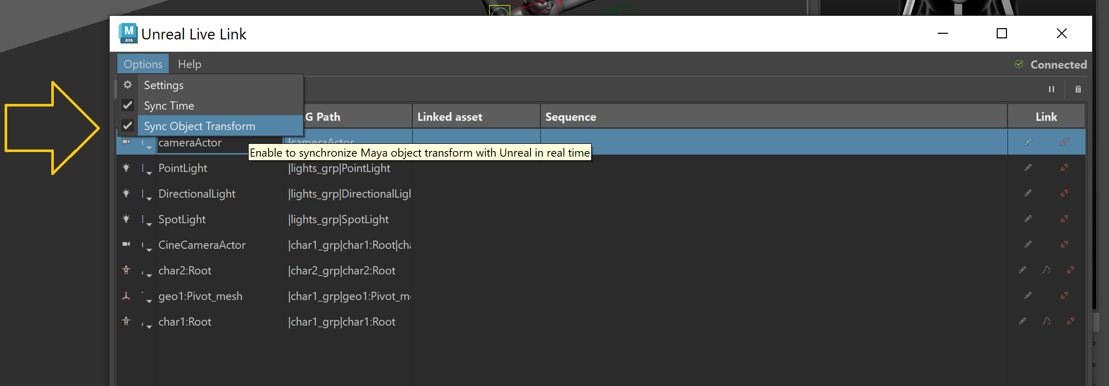 Unreal Live Link 2.4.1 for Autodesk Maya UE 5.3を試したところ、トランスフォーム以外が ...