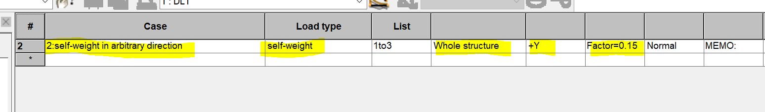 How to define self weight in arbitrary global direction with user defined reduction factor in ...