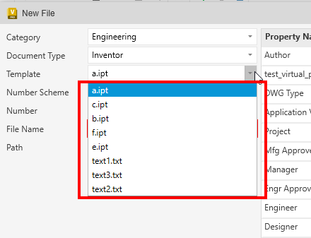 如何对Vault Data Standard模板进行排序 “新建文件”（New File）窗口