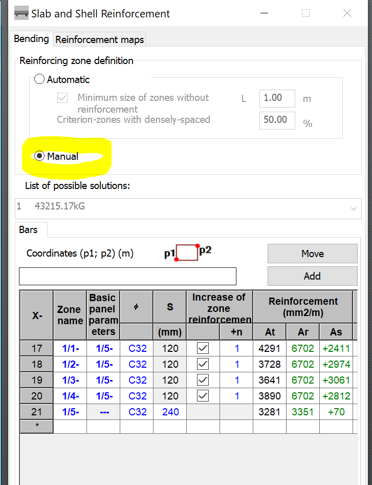 "For top or bottom reinforcement in the direction of X or Y axis at the ...