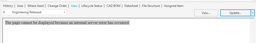 "The page cannot be displayed because an internal server error has occurred" when trying to use ...