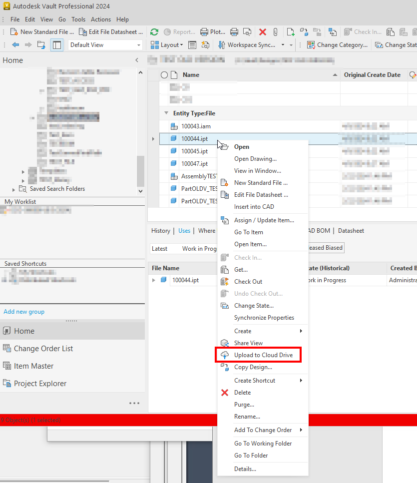 在 Vault 2024 中将文件上传到云选项未显示，并且文件未上传到 ACC/Autodesk Docs