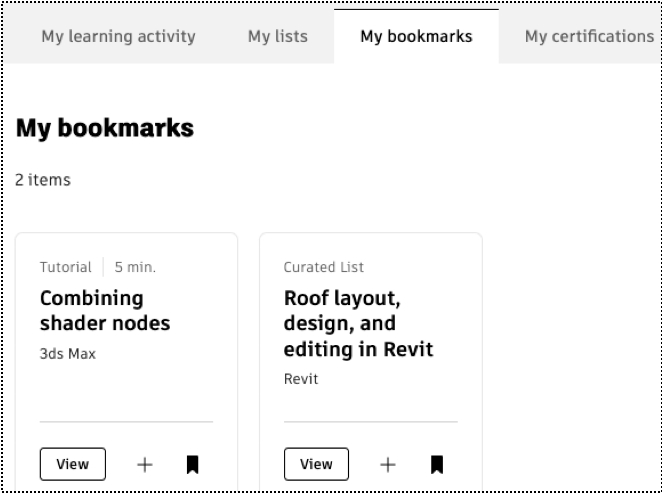 Autodesk learning and certification dashboard