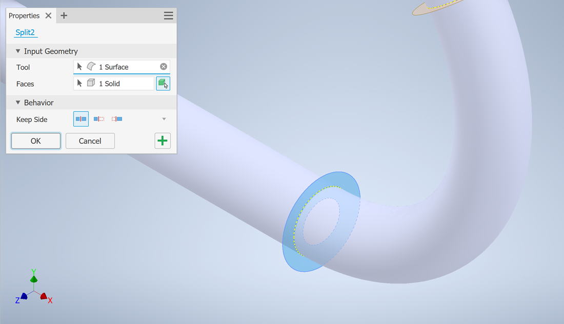 To split an imported pipe into separate segments in Inventor
