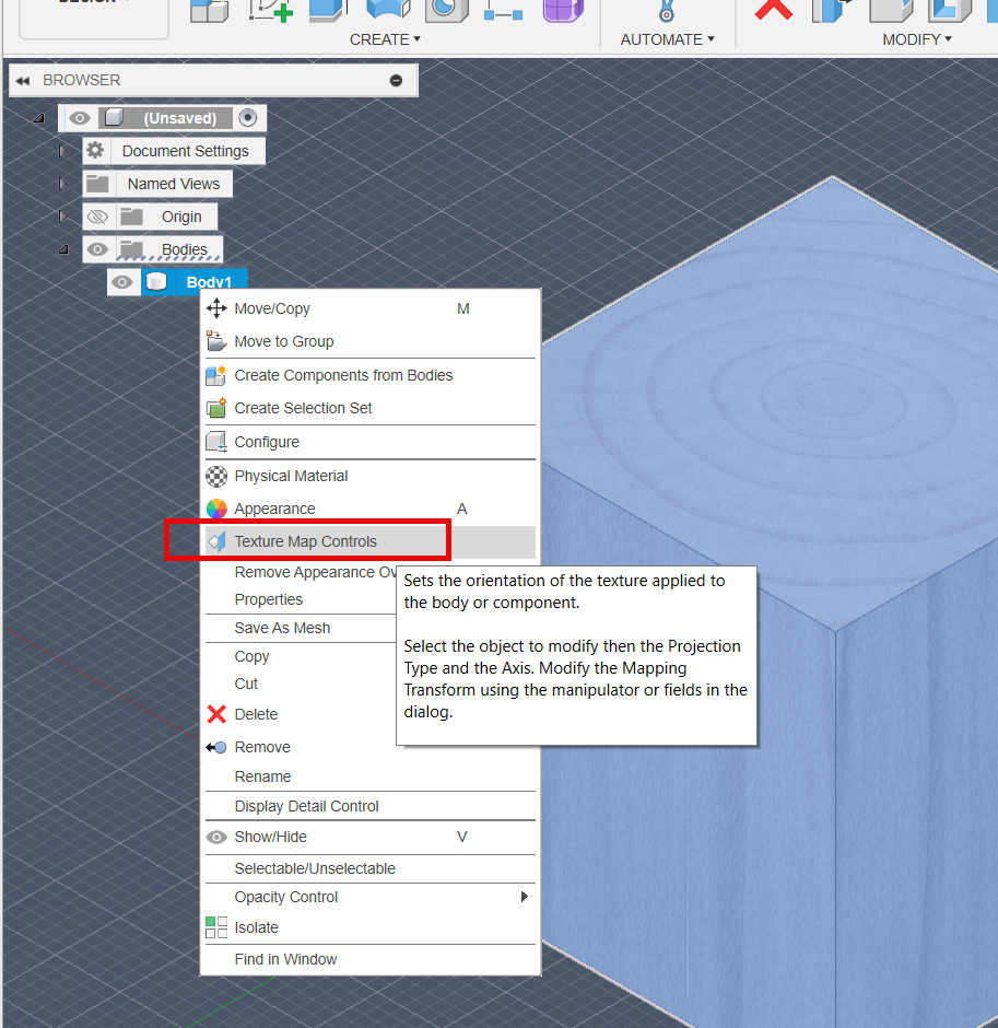 如何在 Autodesk Fusion 中控制木材外观的纹理方向