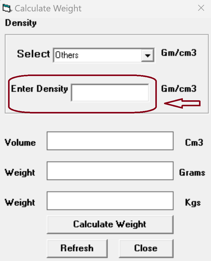 How to add custom material density in weight calculation tool in PowerShape