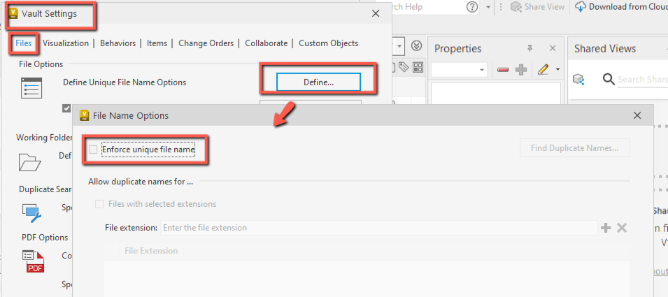 It is no possible to enforce unique file names in the Vault for running ...