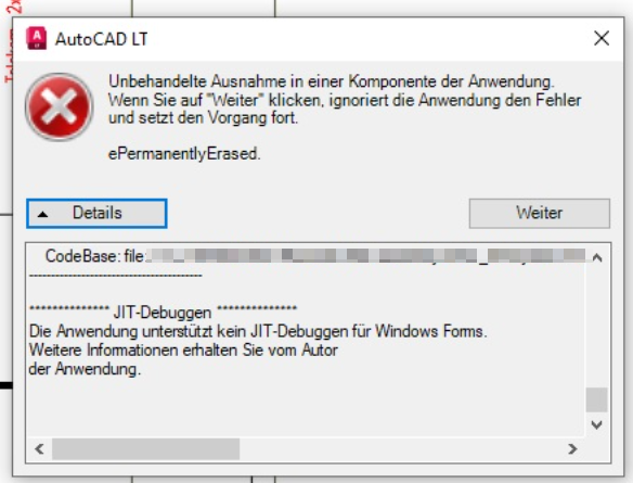"Unhandled exception... ePermanentlyErased." when opening files in ...