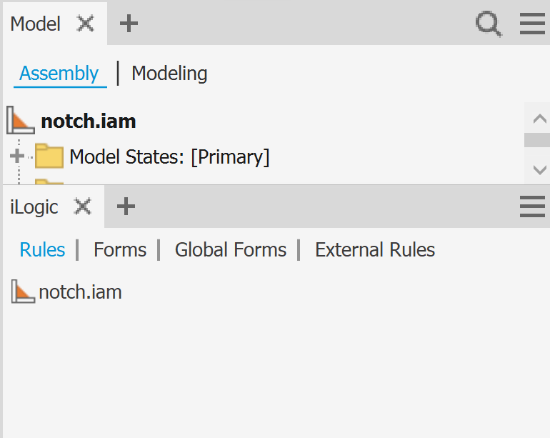 The position of iLogic and model browser is not stored in Inventor