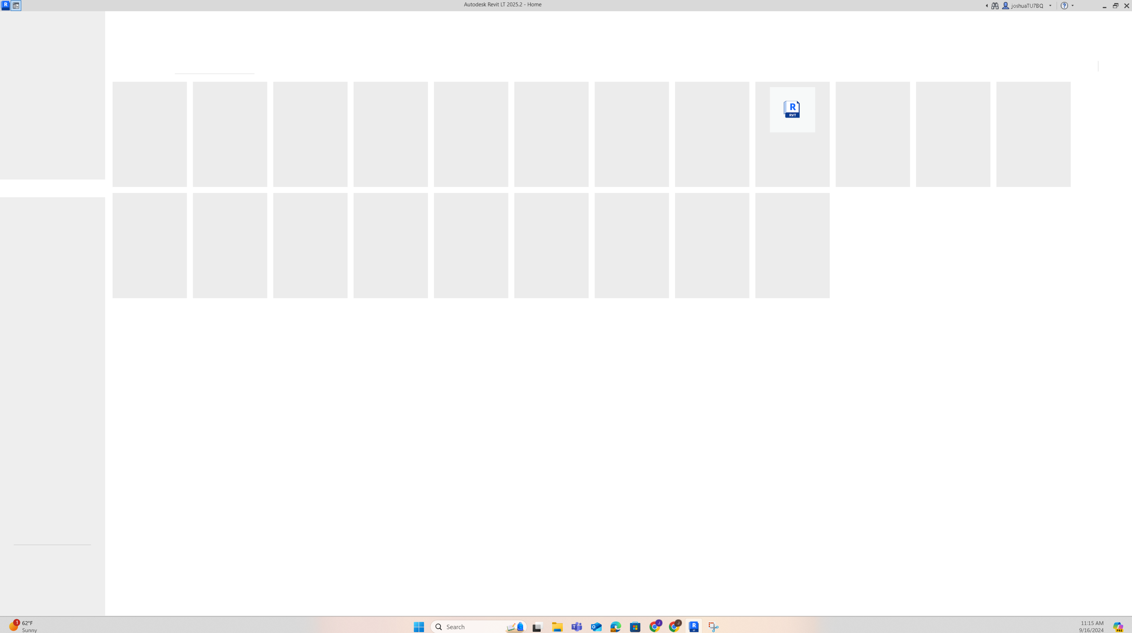 In Revit, the home page, the project browser grayed out and has no images