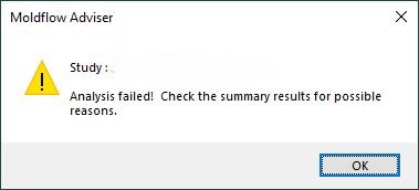 "Analysis failed! Check the summary results for possible reasons" running an analysis in ...