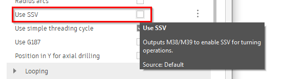 What is SSV when turning in Fusion?