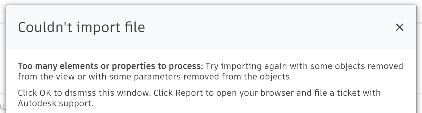 "Couldn't import file" error appears when importing ACC/ BIM 360 models to Assemble project.