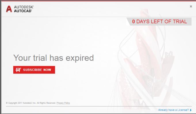 AutoCAD starts as a trial