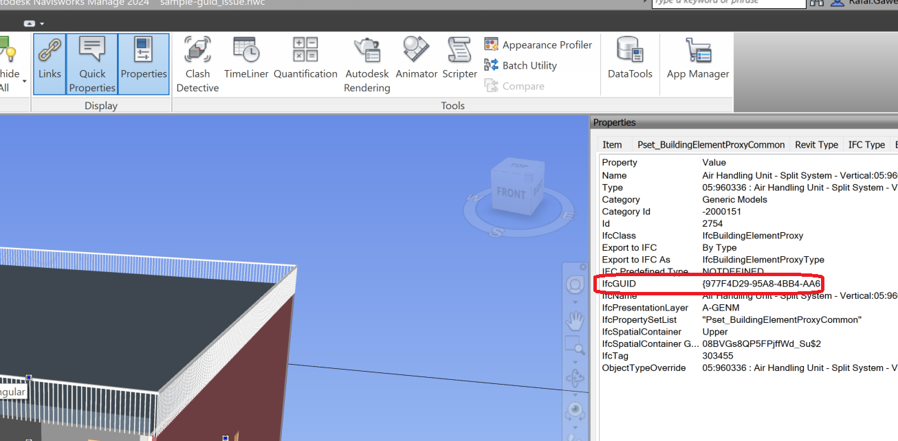 链接 IFC 到 Navisworks 的 GUID 属性值损坏