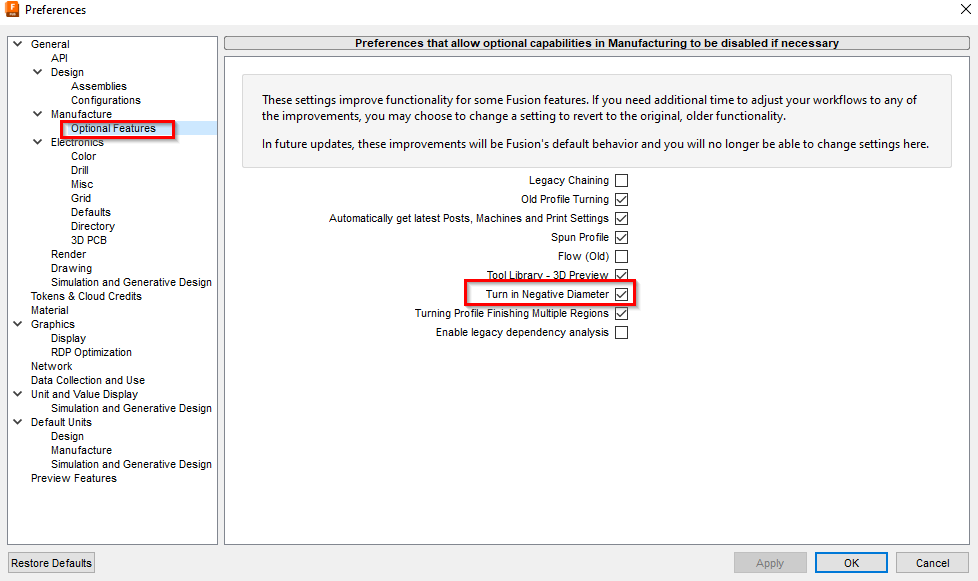 How to turn the part with negative direction in the Fusion.