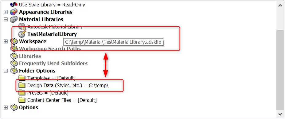 Material library is missing after copy a Inventor project file to a new location