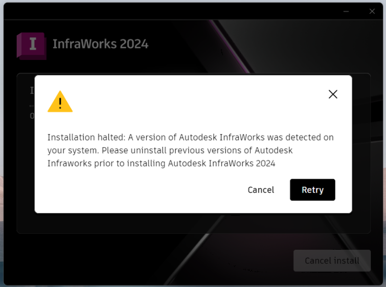 No se puede instalar InfraWorks porque el instalador informa de que ya hay instalada una versión ...