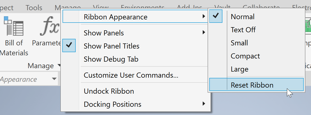 Constrain panel is not shown in part sketch environment in Inventor