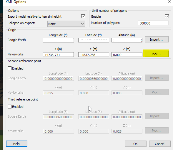 KMZ exported from Navisworks NWD does not load as expected in Google Earth