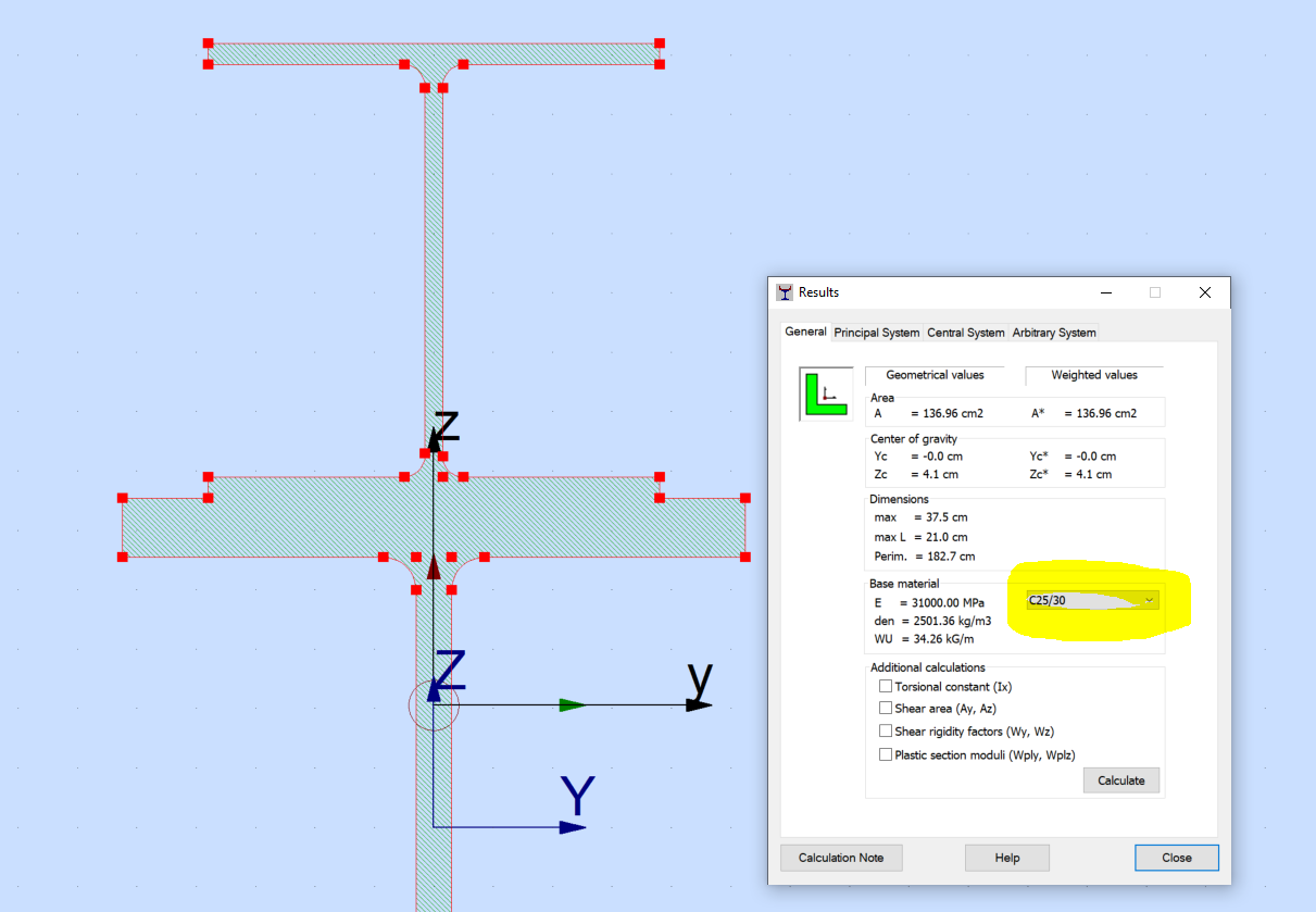 How to change the material applied to a section in Section builder in Robot Structural Analysis