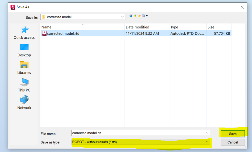 How to reduce file size in Robot Structural Analysis