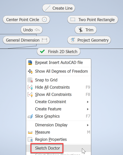 How to apply coincident constrain after importing a DXF into an Inventor sketch