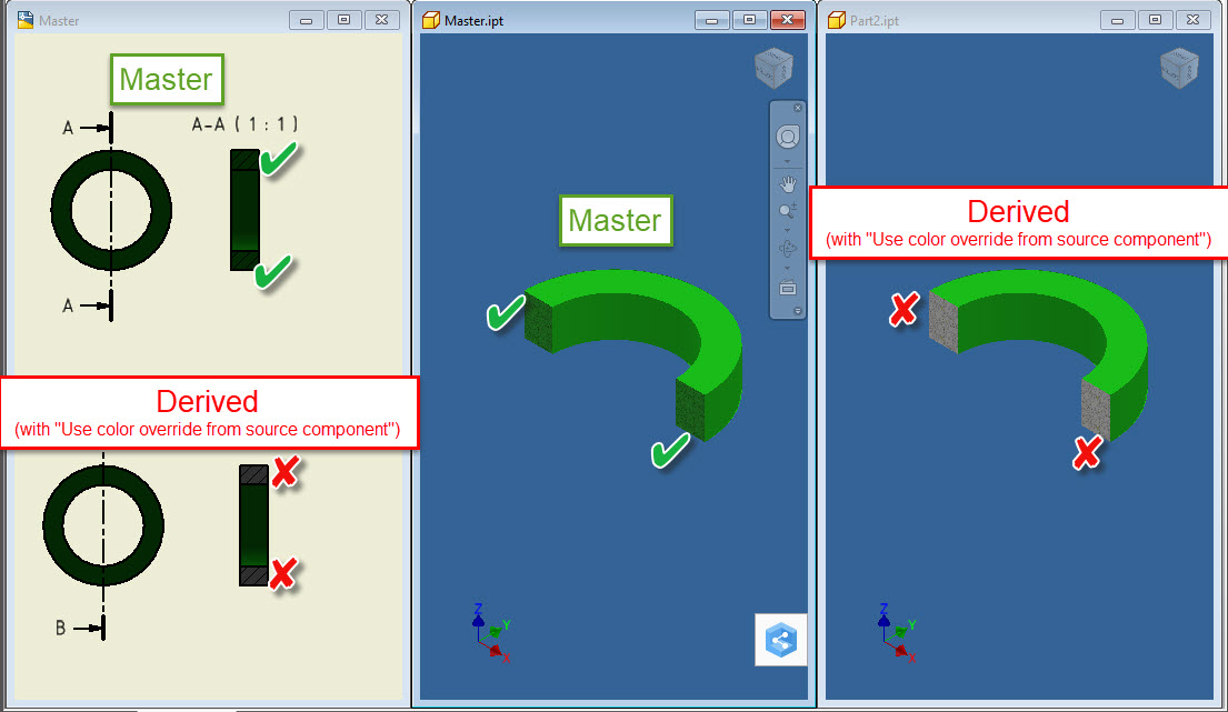 Color overrides on parts disappear when assembly cut is made