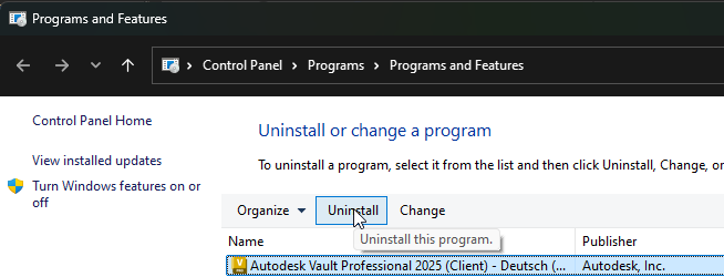 卸载并重新安装 Vault Client