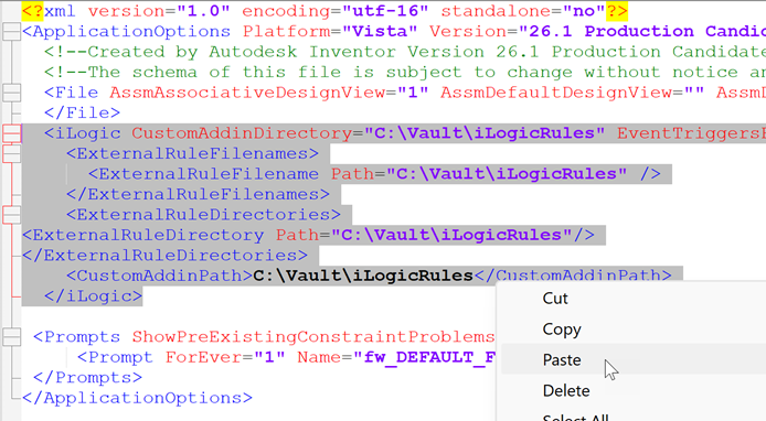 Starting Inventor with /IMPORTOPTIONS does not apply iLogic settings