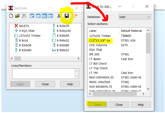 User defined sections used in the model not available from User section database in Robot ...