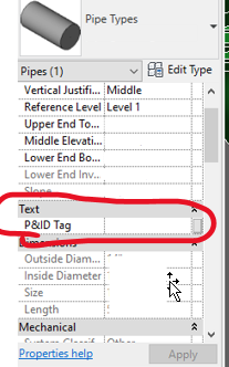 Pipe mapped with P&ID Modeler does not show tag information in Revit