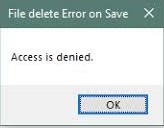 "A problem occurred while trying to save" while saving file in Inventor