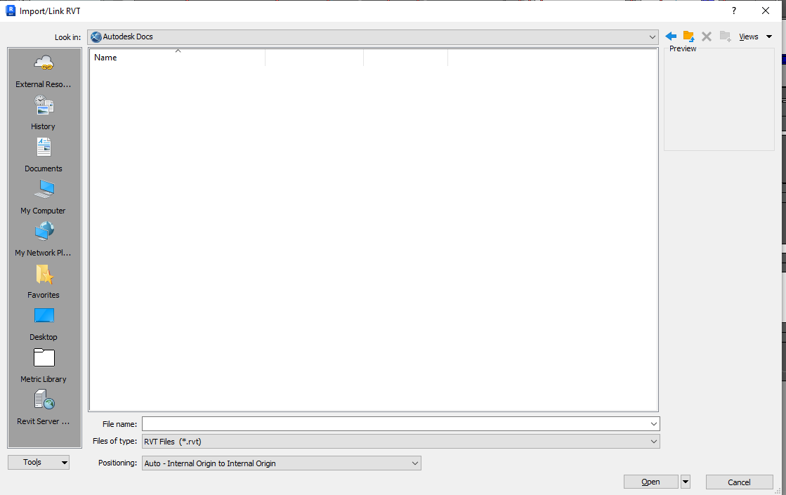 Autodesk Docs project folders are missing under External Resources in Revit