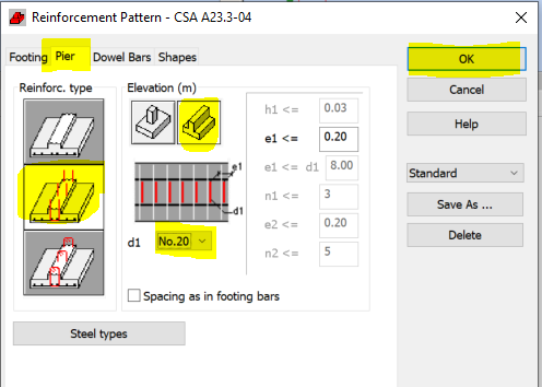 "Safety factor of reinforcement in the pier: 0" reported while continuous footing design in ...