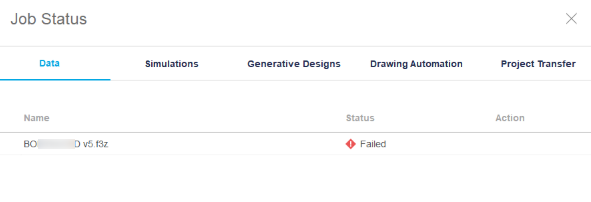 Getting Export Job Status ! Failed exporting.f3d model from Fusion