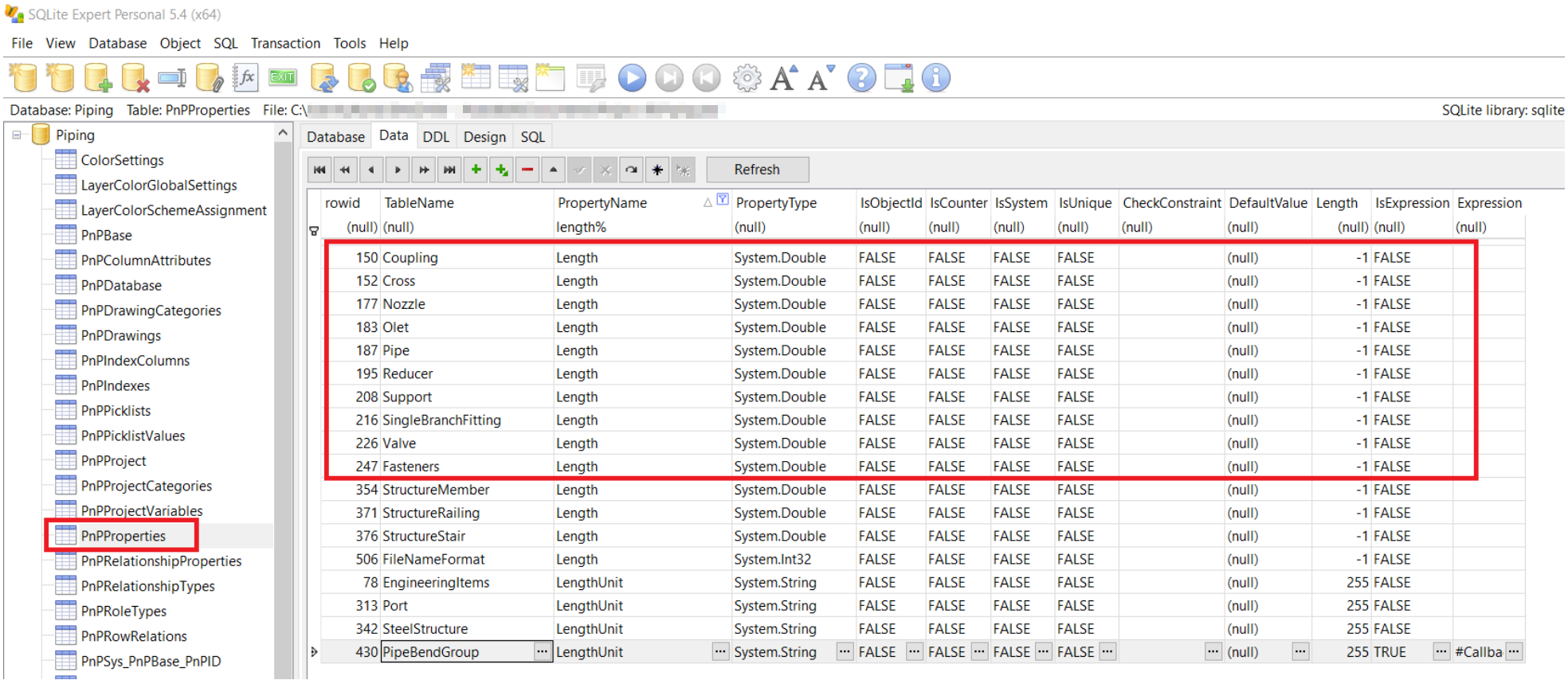How to get pipe length property into the Piping and Equipment class of ...